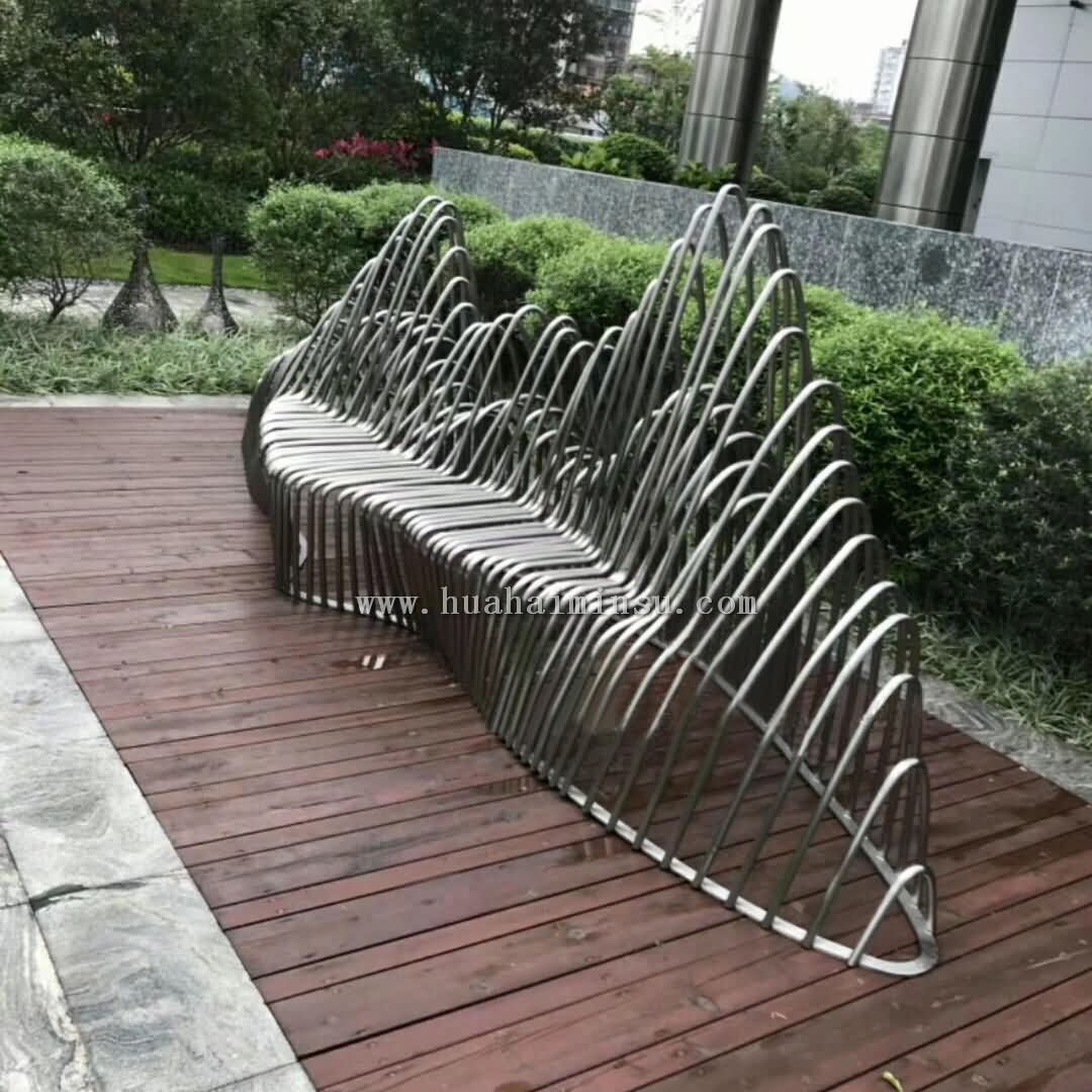 Outdoor stainless steel creative landscape bench, custom-made metal ...